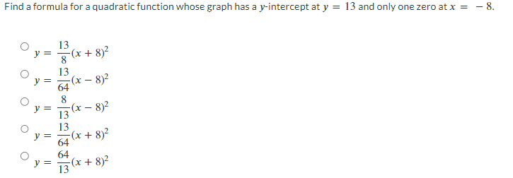Solved Find a formula for a quadratic function whose graph | Chegg.com