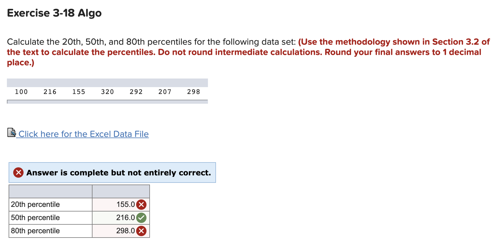 Solved Exercise 3-18 Algo Calculate the 20th, 50th, and 80th | Chegg.com
