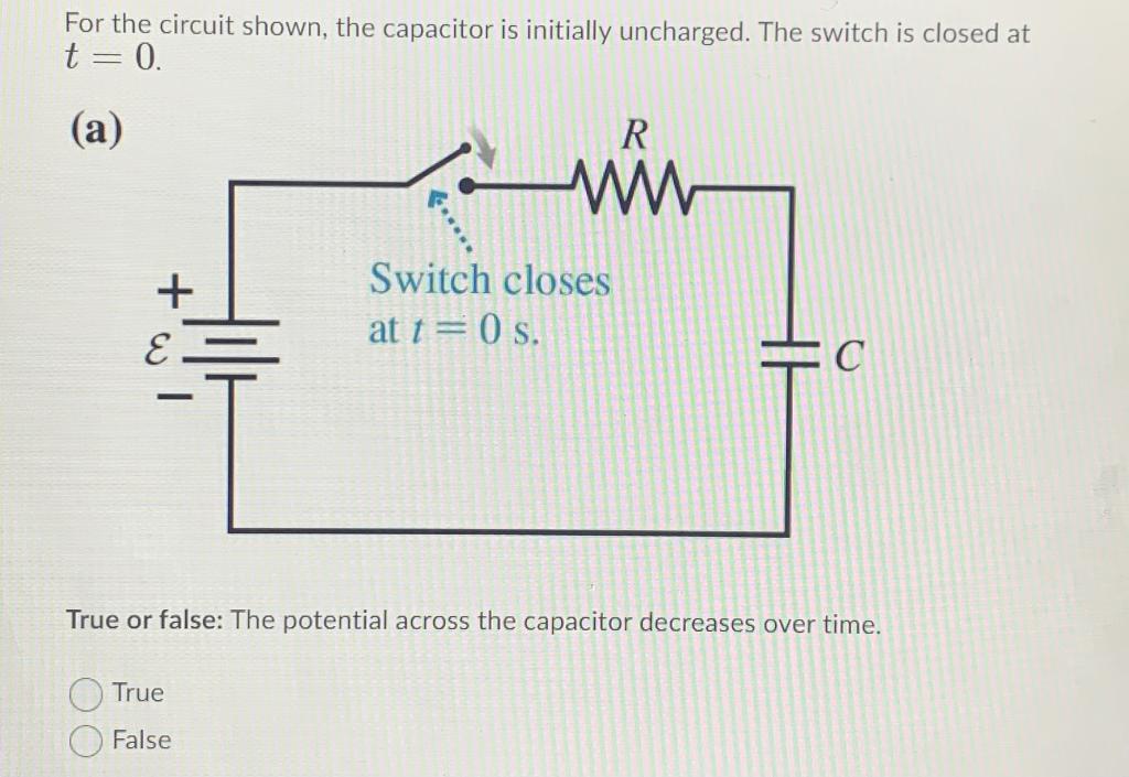 Solved For the circuit shown, the capacitor is initially | Chegg.com