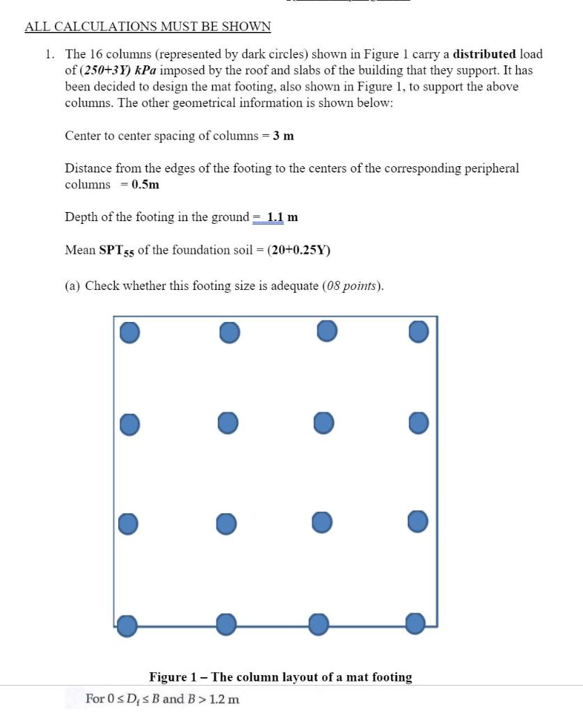 ALL CALCULATIONS MUST BE SHOWN 1. The 16 columns | Chegg.com