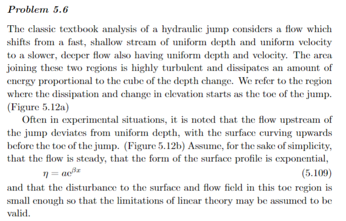 Solved The classic textbook analysis of a hydraulic jump | Chegg.com