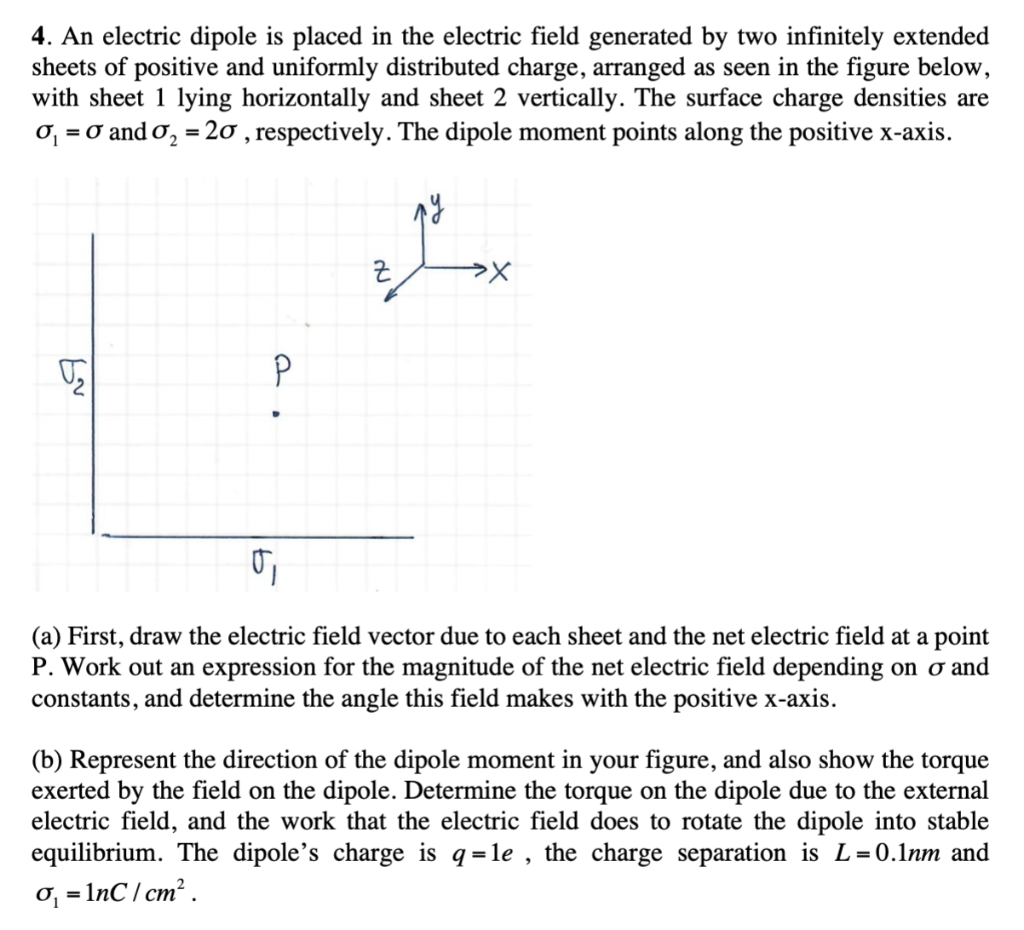 Solved 4. An electric dipole is placed in the electric field | Chegg.com
