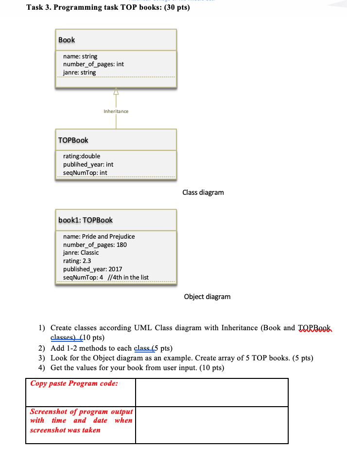 Solved Task 3. Programming task TOP books: (30 pts) Book | Chegg.com