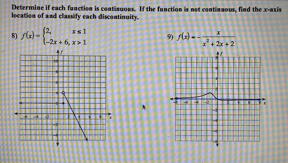 Solved Determine if each function is continuous. If the | Chegg.com