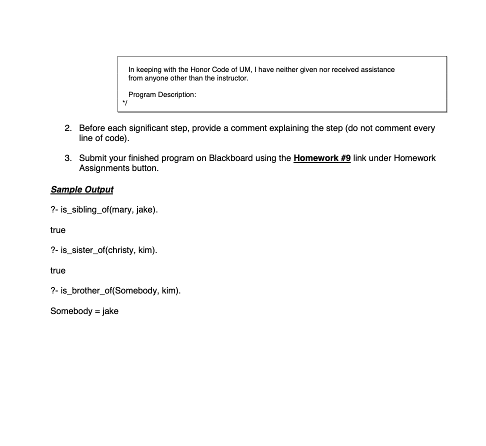 Homework #9 - Family Tree in Prolog CSCI 450 – Fall | Chegg.com