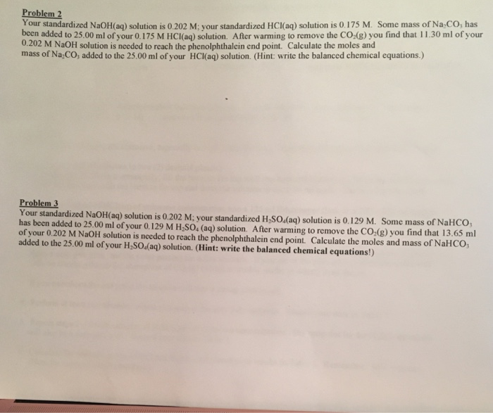Solved Your standardized NaOH (aq) solution is 0.202 M; your | Chegg.com