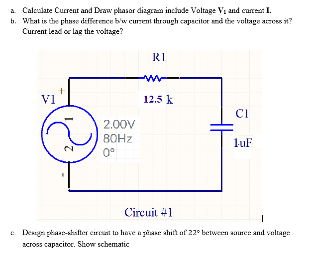 Solved a. Calculate Current and Draw phasor diagram include | Chegg.com