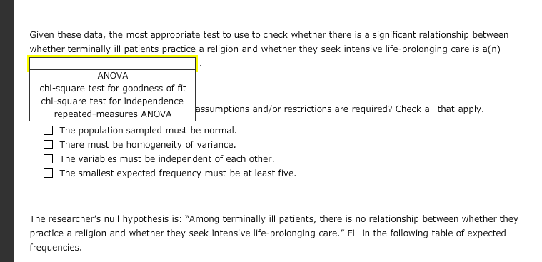 Solved Given these data, the most appropriate test to use | Chegg.com