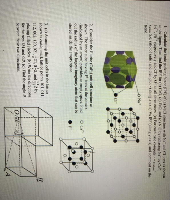 Solved 1. Calculate the ionic packing factor (IPF) of (a) | Chegg.com