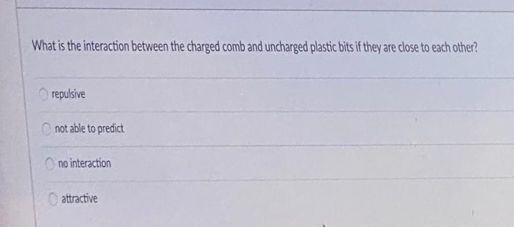 Solved What is the interaction between the charged comb and | Chegg.com