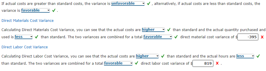Solved alternatively, if actual costs are less than standard | Chegg.com