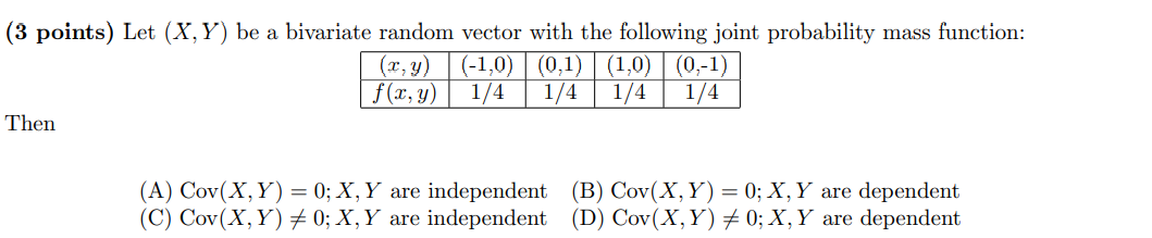 Solved (3 points) Let (X,Y) be a bivariate random vector | Chegg.com