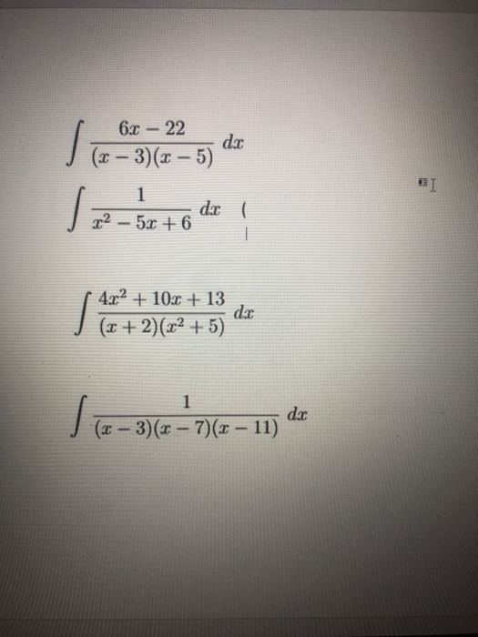 Solved (2-3)(2-5)da 6r-22 叮 dr r2 5r6 4r2 +10r + 13 dm J( | Chegg.com