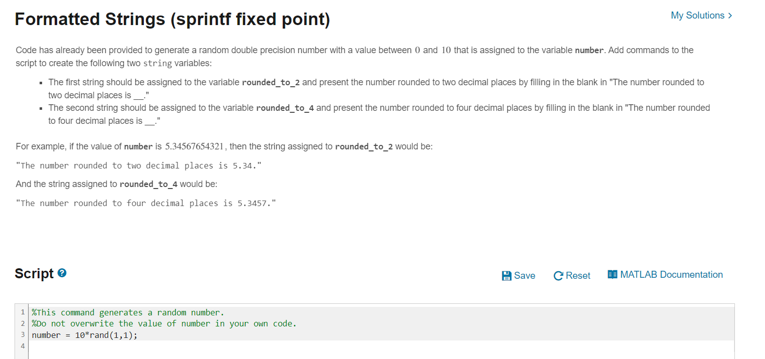 Formatted Strings (sprintf fixed point) My Solutions | Chegg.com