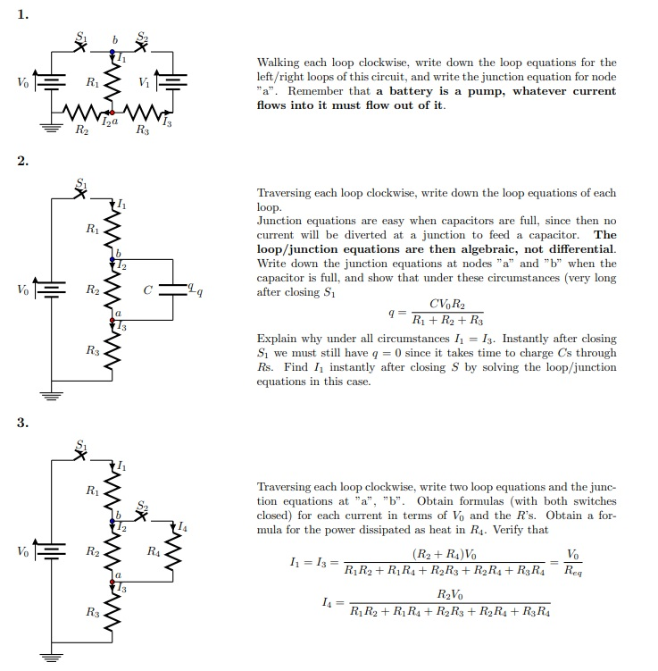 Solved 1. V Ri Vi Walking each loop clockwise, write down | Chegg.com
