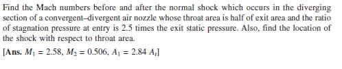 Solved Find the Mach numbers before and after the normal | Chegg.com