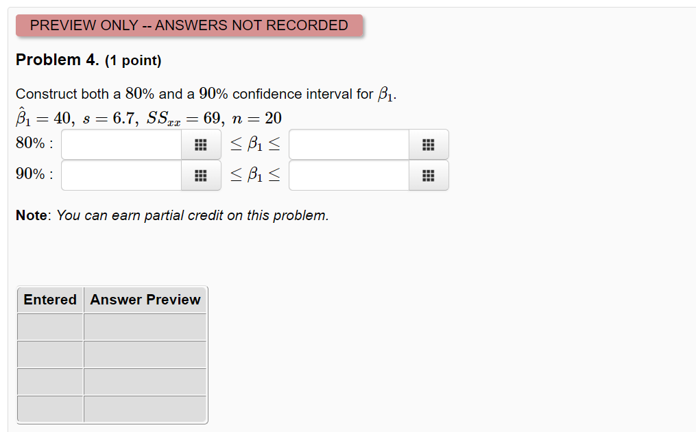 Solved PREVIEW ONLY -- ANSWERS NOT RECORDED Problem 4. (1 | Chegg.com