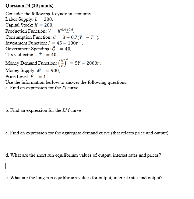 Solved Question #4 (20 points) Consider the following | Chegg.com