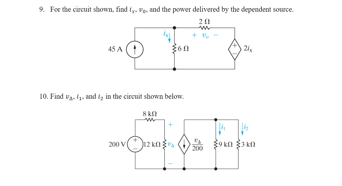 Solved For the circuit shown, find ix,v0, ﻿and the power | Chegg.com