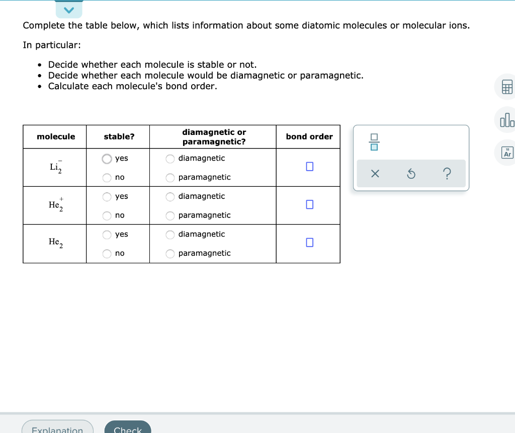 Diatomic Molecules List