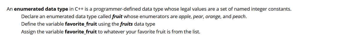 Solved An enumerated data type in C++ ﻿is a | Chegg.com