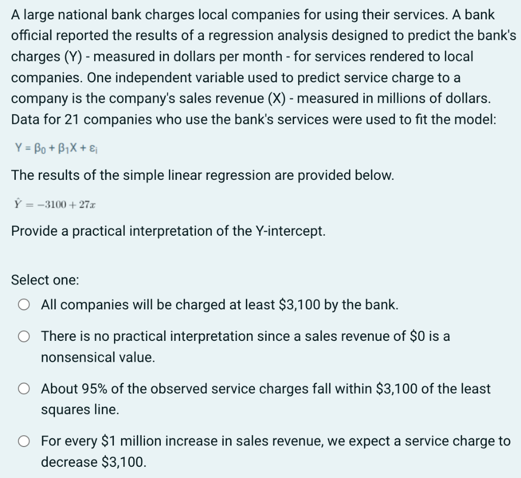 Solved A large national bank charges local companies for | Chegg.com