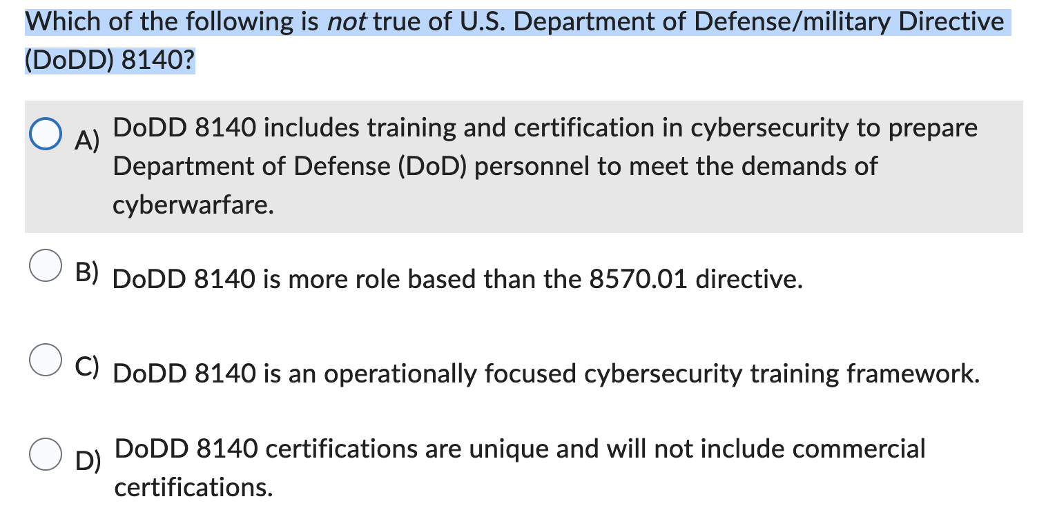 Solved Which of the following is not true of U.S. Department | Chegg.com