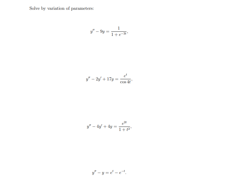 Solve by ﻿variation of | Chegg.com