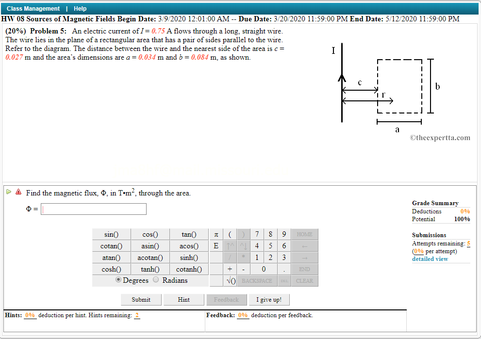 Solved Class Management | Help HW 08 Sources of Magnetic | Chegg.com