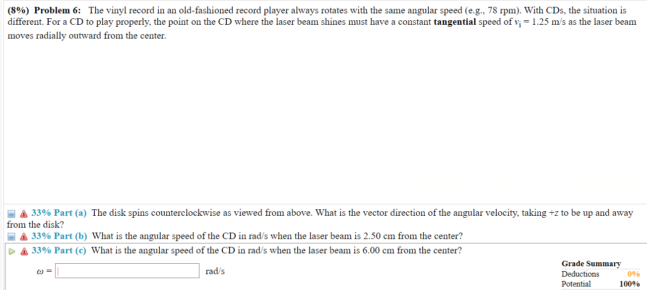 Solved (8\%) Problem 6: The vinyl record in an old-fashioned | Chegg.com