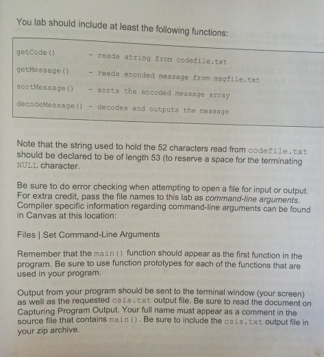 Decode Lab Your assignment is to write a C program, | Chegg.com