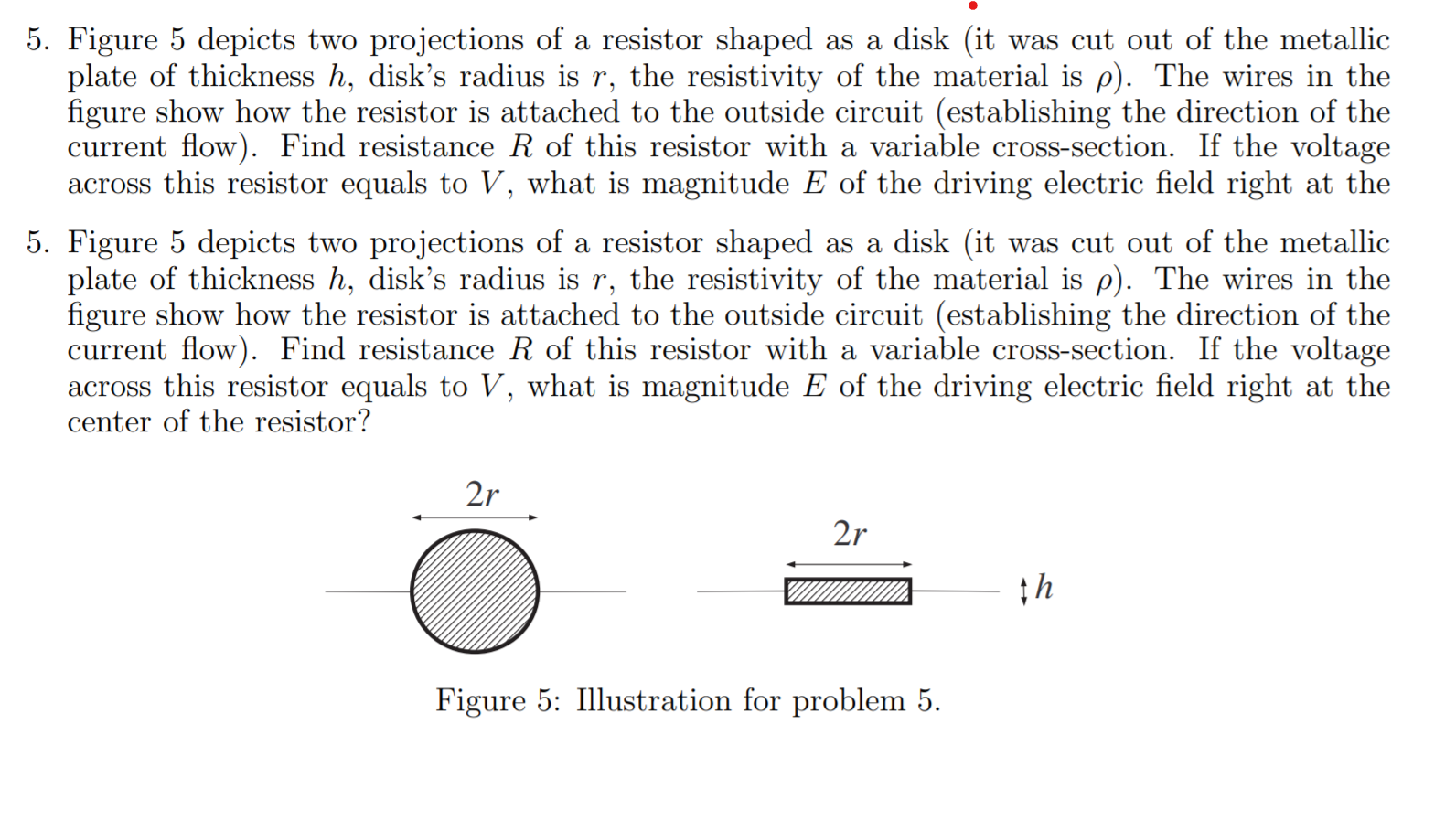 Solved Figure 5 depicts two projections of a resistor shaped | Chegg.com