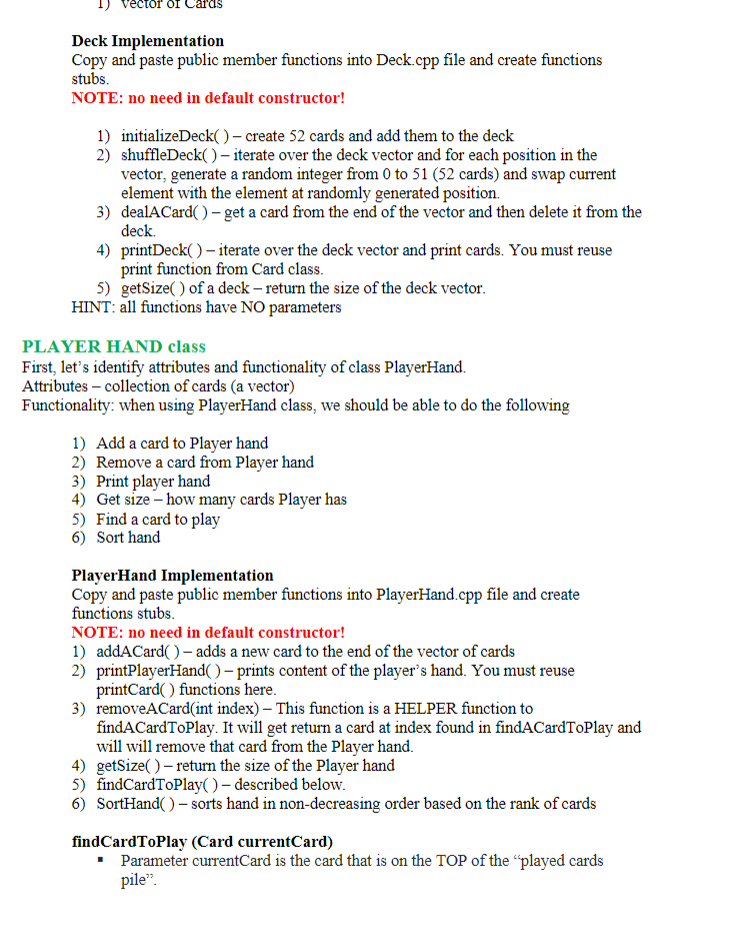 Solved Can someone help me write the deck .h and deck.cpp, | Chegg.com