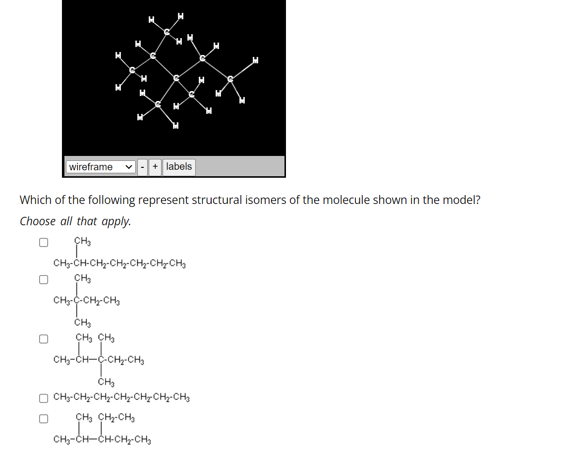 Solved A model of an alkane appears in the window | Chegg.com