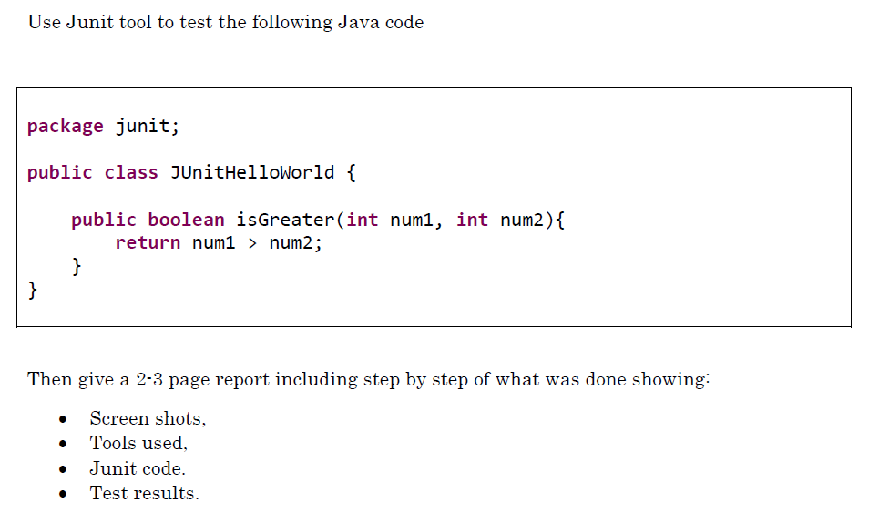 Use Junit tool to test the following Java code | Chegg.com