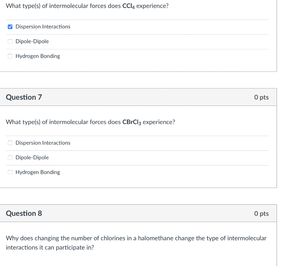 Solved What type(s) of intermolecular forces does CCl4 | Chegg.com