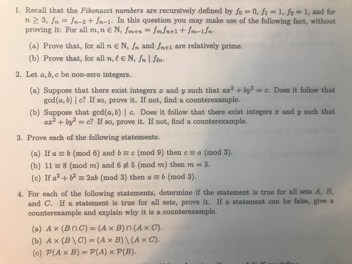 Solved 1. Recall that the Fibonacci numbers are recursively | Chegg.com