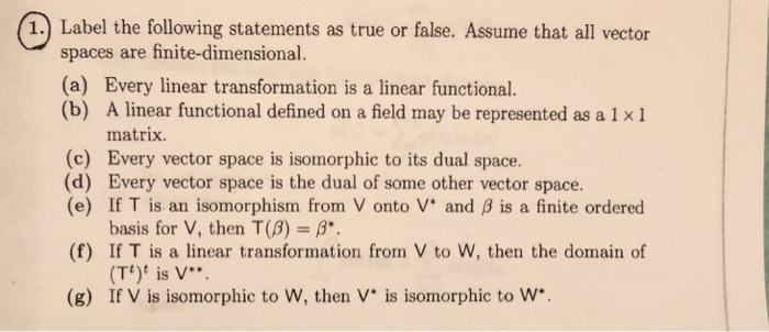 Solved Linear algebra, show work. Part H in the second | Chegg.com