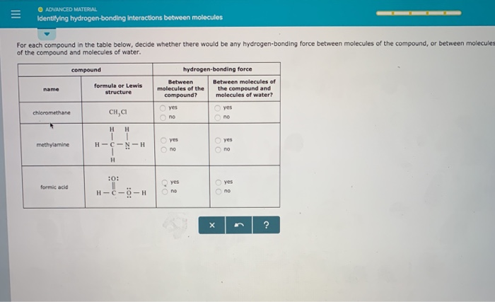 Solved ADVANCED MATERIAL interactions between molecules For | Chegg.com
