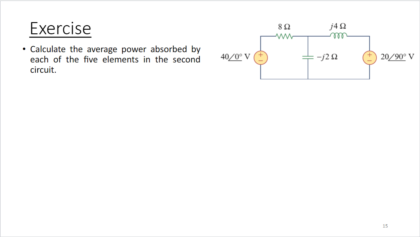 Solved - Calculate the average power absorbed by each of the | Chegg.com