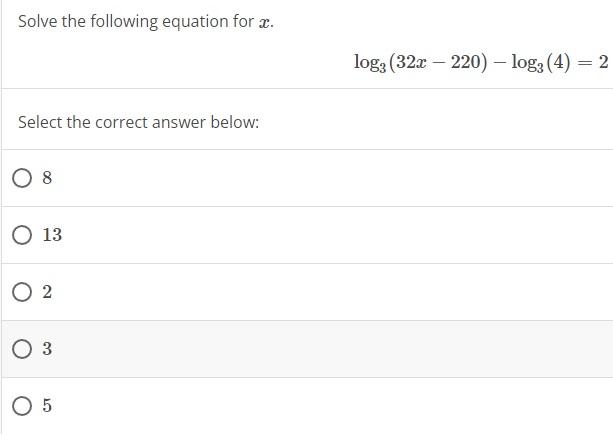 Solved Solve the following equation for x. | Chegg.com