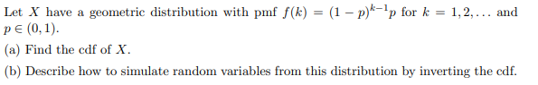 Solved Let X have a geometric distribution with pmf | Chegg.com