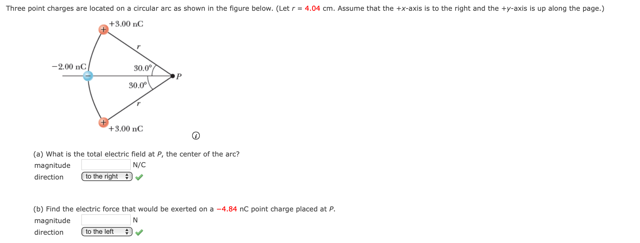 Solved hree point charges are located on a circular arc as | Chegg.com