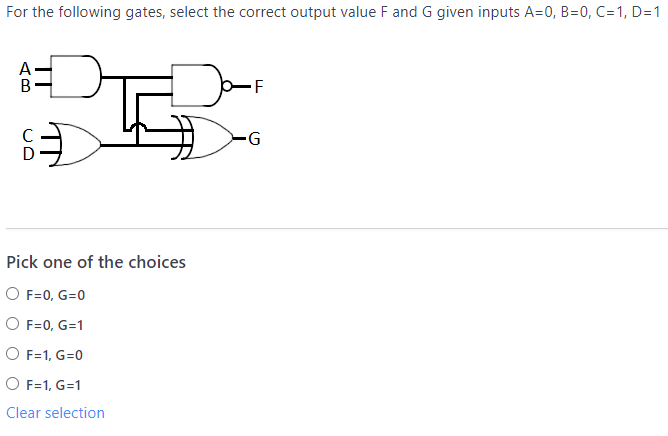 Solved For the following gates, select the correct output | Chegg.com