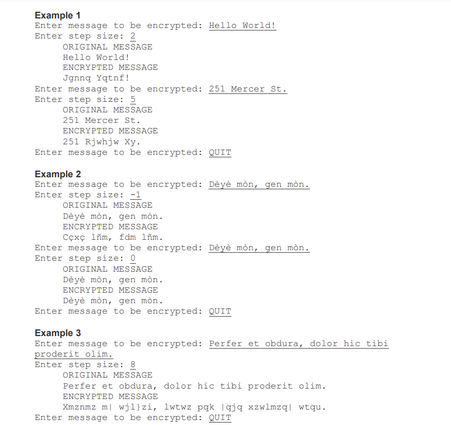 Solved Example 1 Enter message to be encrypted: Hello World! | Chegg.com