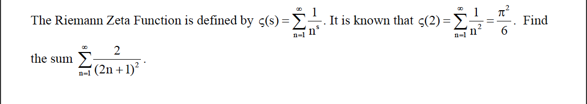 Solved The Riemann Zeta Function is defined by s(s) = It is | Chegg.com