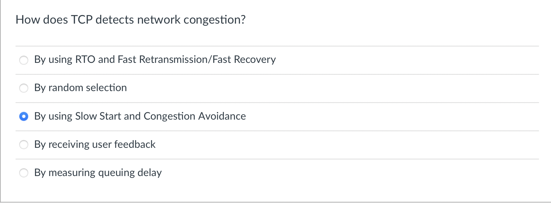 Solved How does TCP detects network congestion? By using RTO | Chegg.com