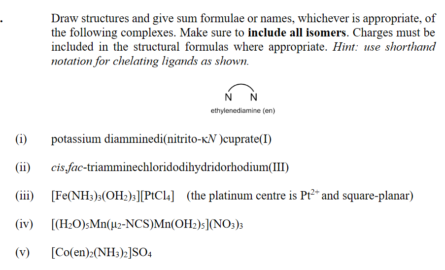 Solved Draw structures and give sum formulae or names, | Chegg.com