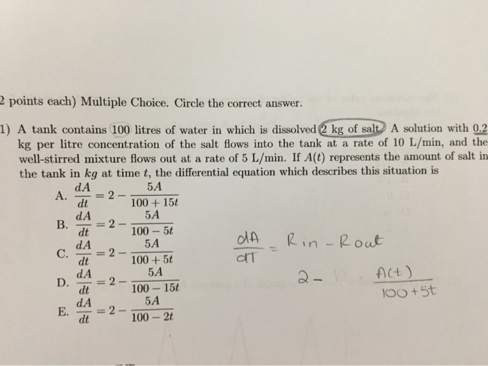 Solved 2 points each) Multiple Choice. Circle the correct | Chegg.com