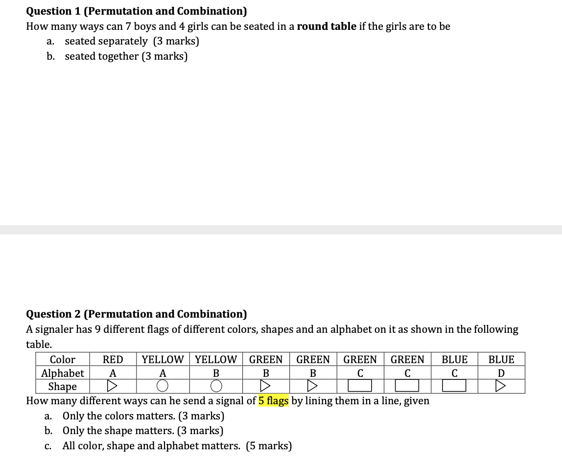 Solved Question 1 (Permutation and Combination) How many | Chegg.com